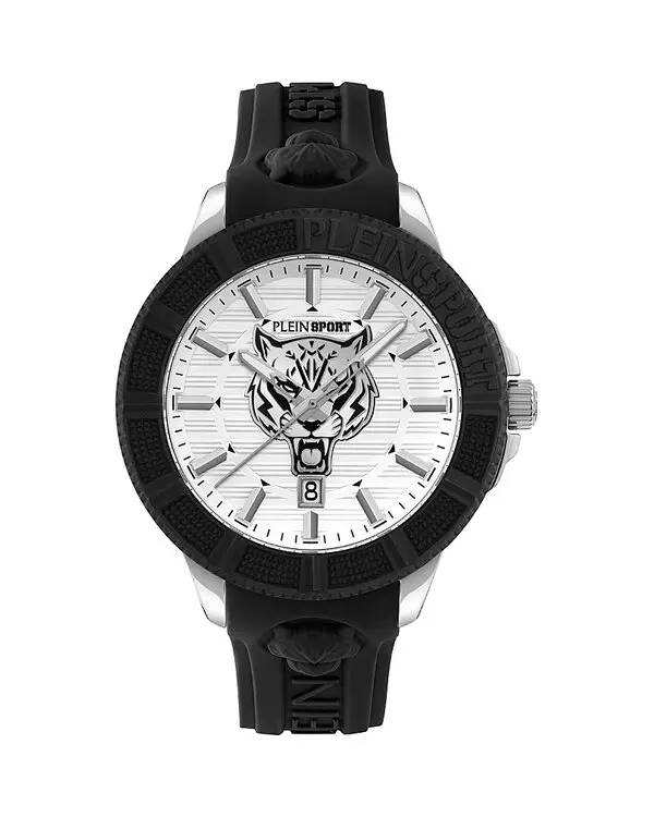PLEIN SPORT City Rush 45mm Silicone Strap Watch - Stainless Steel
