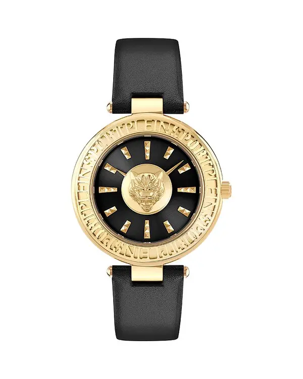 PLEIN SPORT Opium 38mm Leather Strap Watch - Gold
