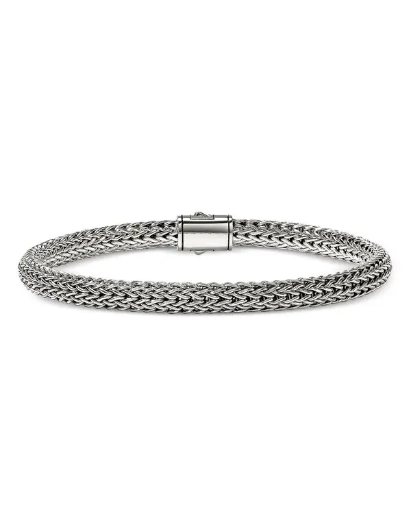 John Hardy Sterling Diamond Woven Bracelet, 5mm - Silver