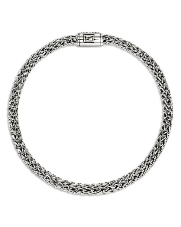 John Hardy Sterling Diamond Woven Bracelet, 5mm - Silver