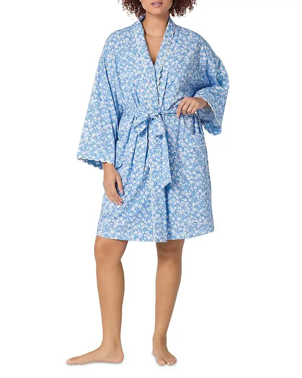 BEDHEAD PAJAMAS Banded Collar Stretch Jersey Robe - Something Blue