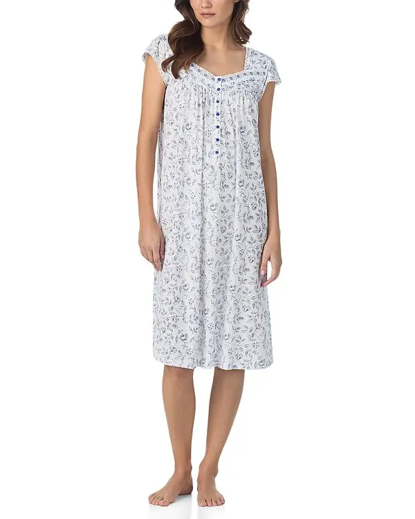 Eileen West Waltz Nightgown - White/navy