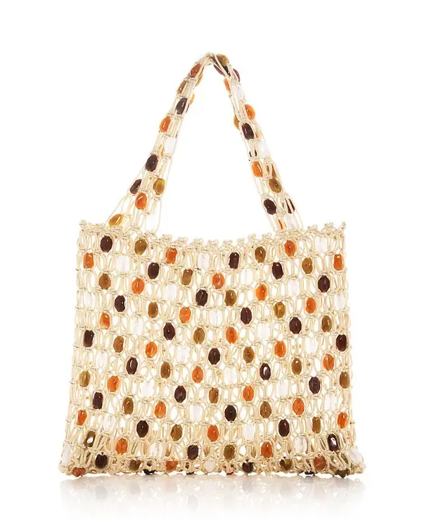 Aqua Medium Beaded Tote Bag