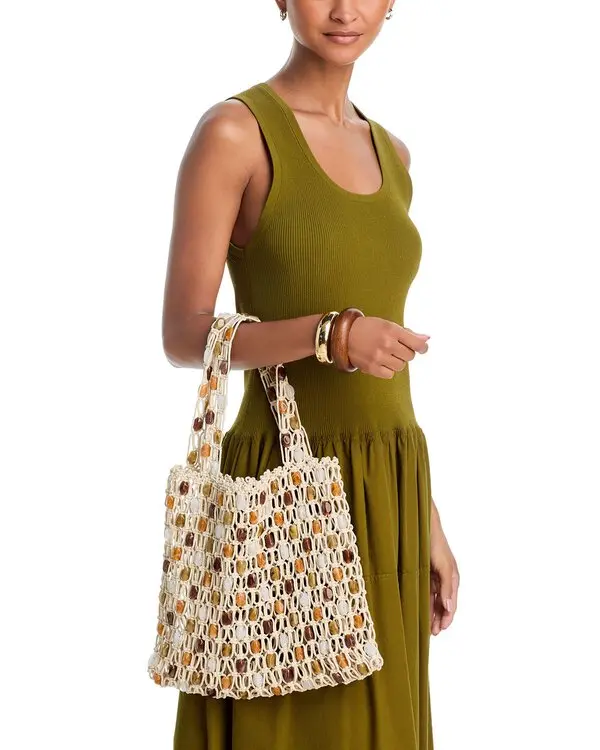 Aqua Medium Beaded Tote Bag
