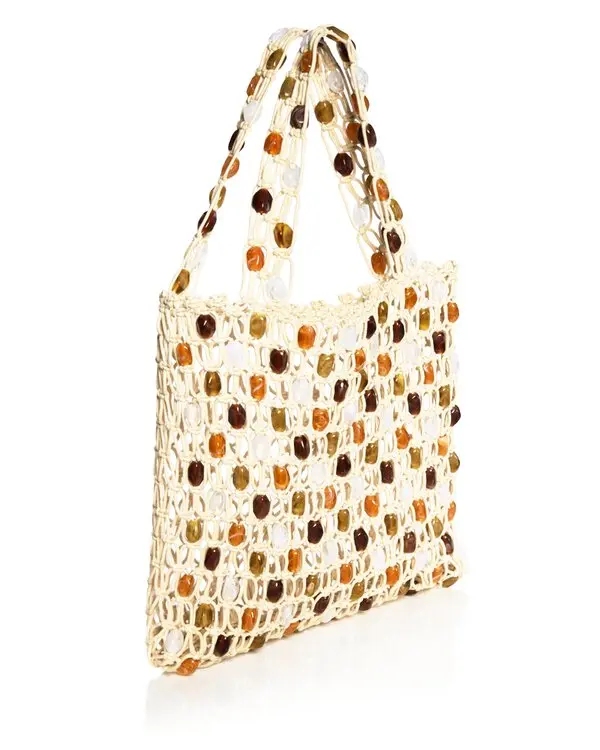 Aqua Medium Beaded Tote Bag