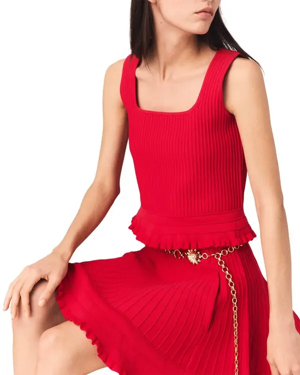 Maje Ruffled Knit Top