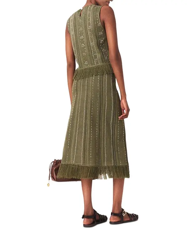 Maje Rhinestone Flowers Knit Skirt