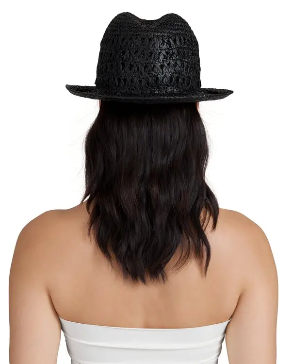 Eugenia Kim Lacquered Open Weave Raffia Fedora