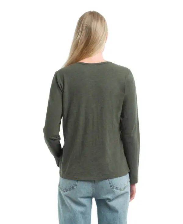 Wilt Button Placket Pocketed Long Sleeve Tee - Kambaba