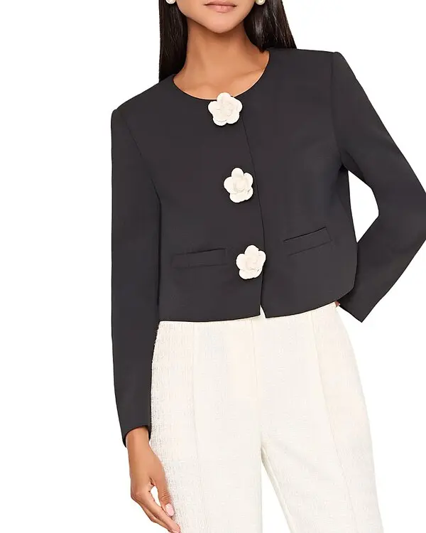 MILLY Camellia Applique Cropped Jacket