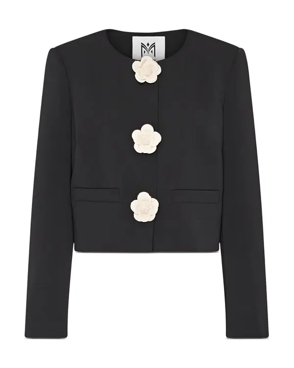 MILLY Camellia Applique Cropped Jacket