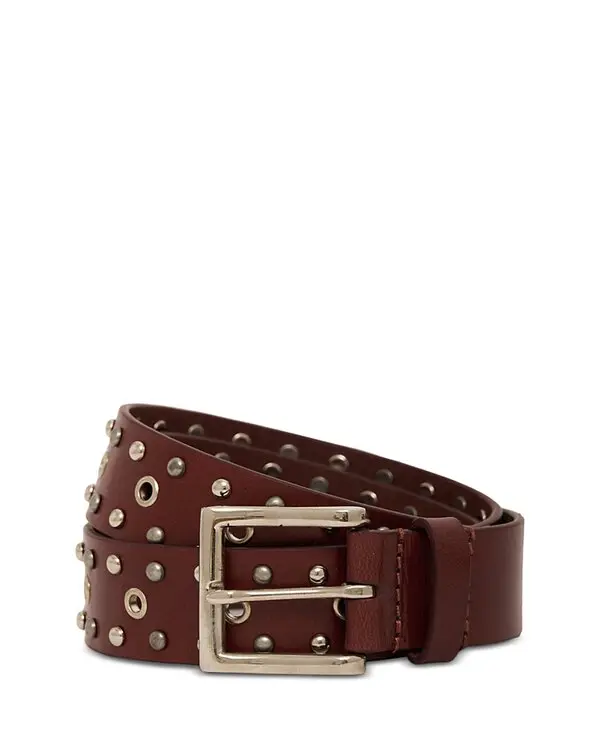 Sanctuary Studded Leather Buckle Belt - Whiskey