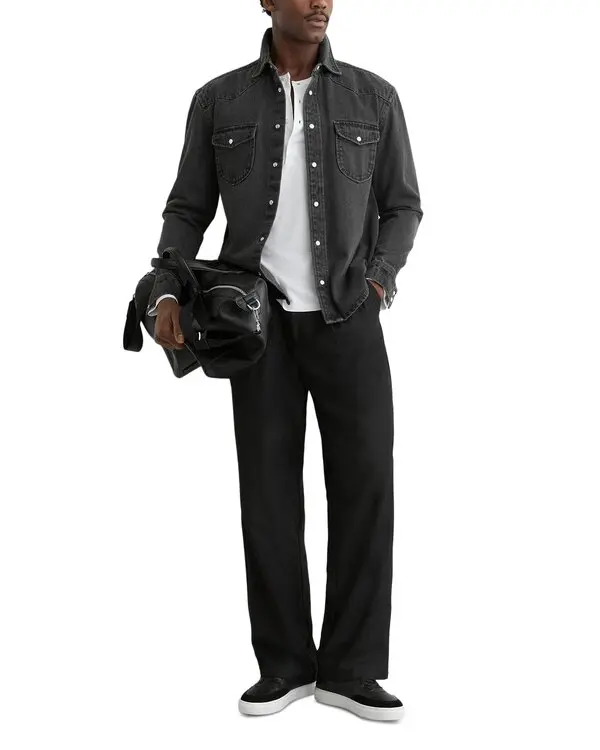 REISS Finley Washed Denim Overshirt - Washed Black