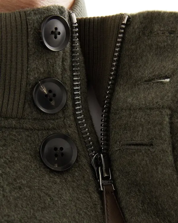 REISS Hadley Bomber Wool Blend Jacket - Green