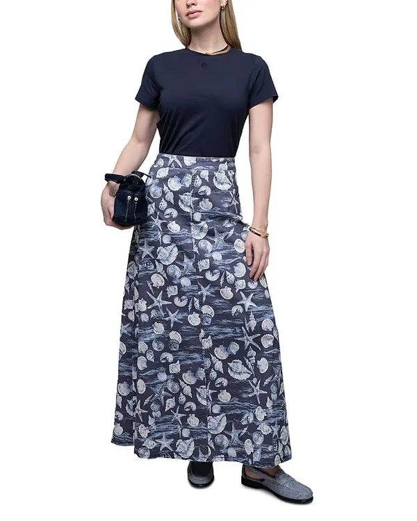 POINT Printed A-line Skirt - Nautical Shell Print