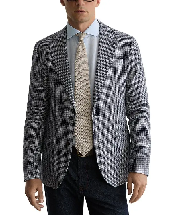 REISS Piccolino Tailored Fit Houndstooth Blazer - Navy