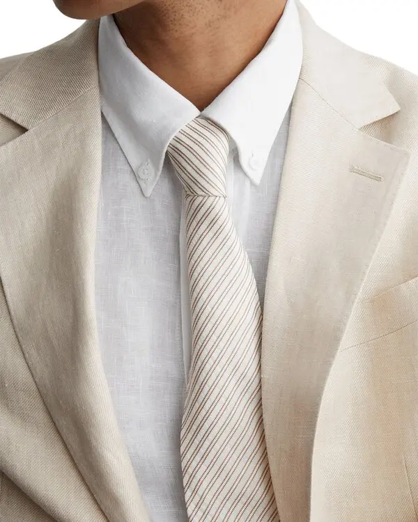 REISS Atlantic Tailored Fit Linen Blazer - Stone