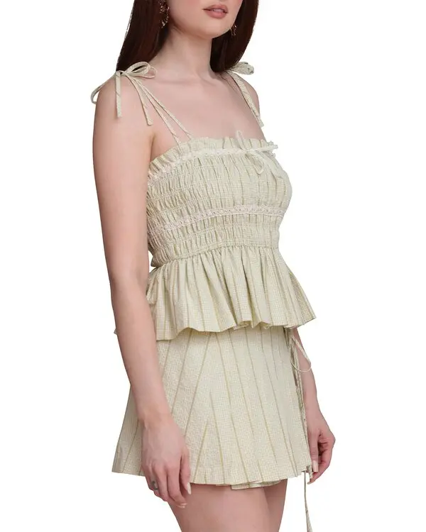 Avec Les Filles Smocked Peplum Cami With Lace Trim