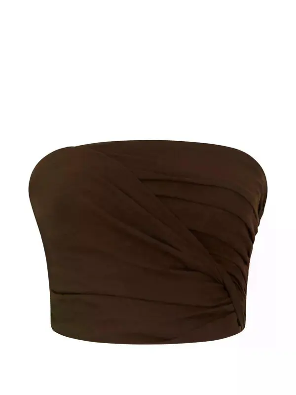 GANNI Twisted Bandeau Top - Brown