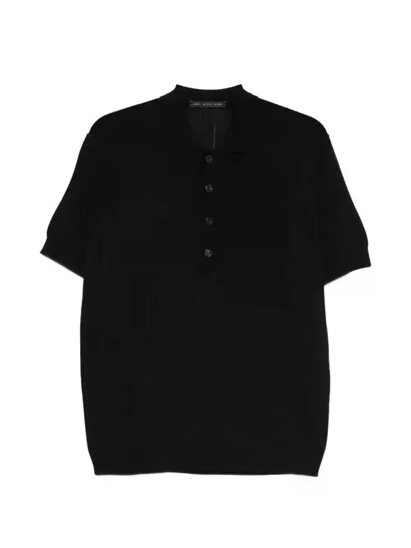 LOW BRAND Fine-knit Polo Shirt - Black
