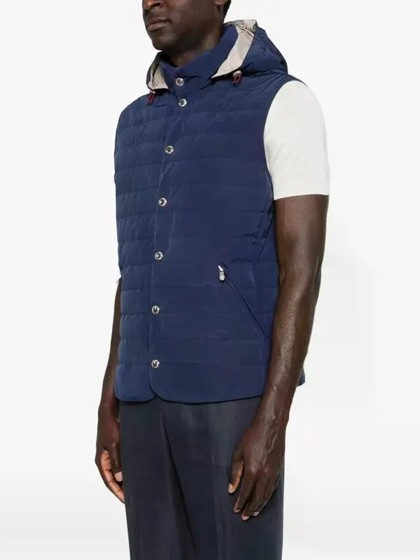 Brunello Cucinelli Hooded Padded Gilet - Blue