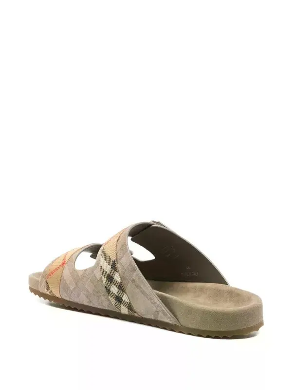 Burberry Check Suede Urchin Sandals - Neutrals