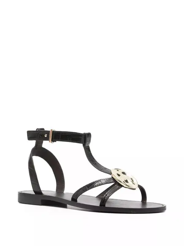 Maje Buckle-fastening Sandals With Hammered Medallion