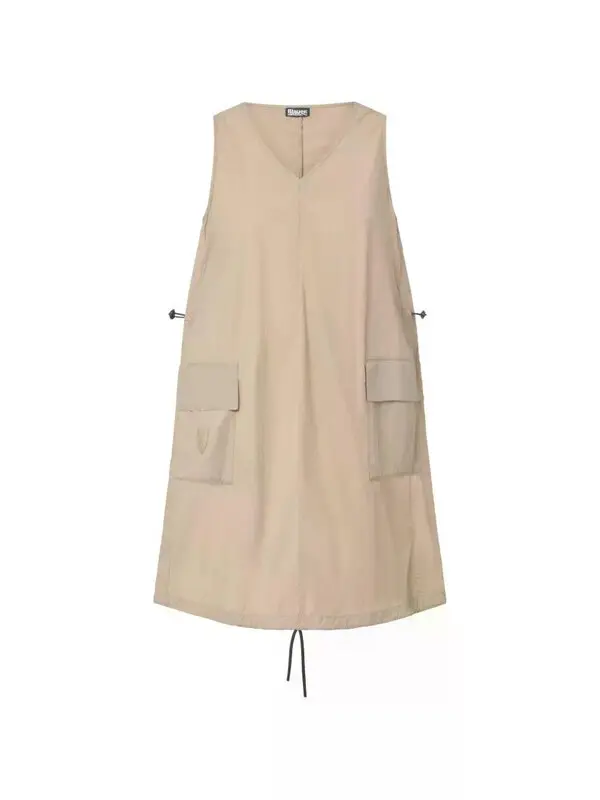 BLAUER. V-neck Pocket Dress - Neutrals