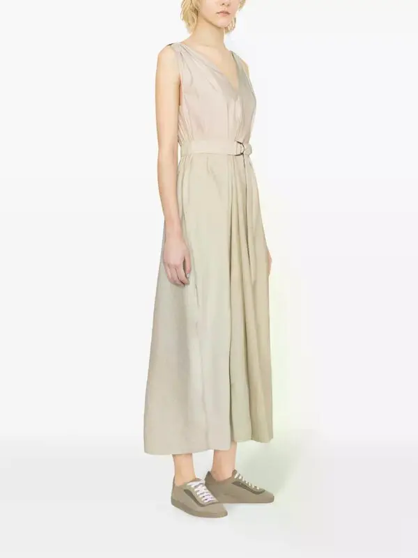 Brunello Cucinelli V-neck Belted Maxi Dress - Neutrals