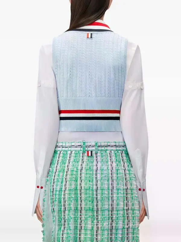 Thom Browne Stripe-ladder Cable Vest - Blue