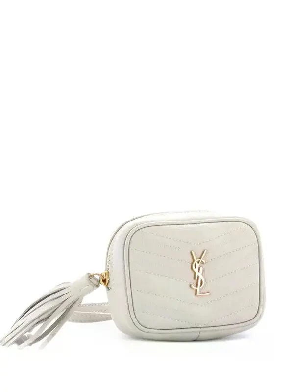 Saint Laurent Lou Camera Matelasse Chevron Leather Baby Crossbody Bag - Neutrals