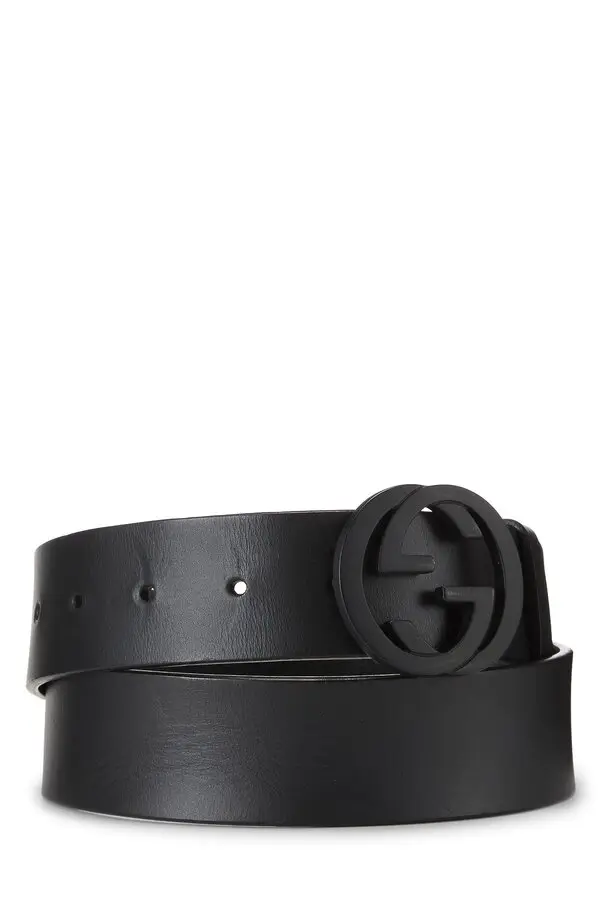 Gucci Interlocking Gg Leather Belt - Black