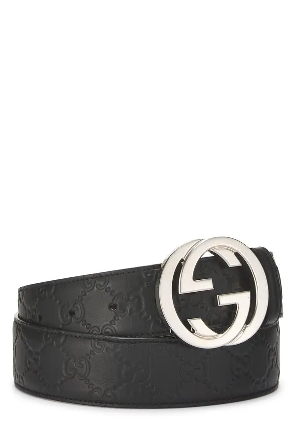 Gucci Guccissima Interlocking Belt - Black