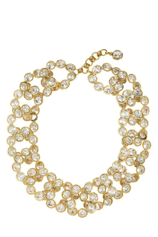 Chanel Crystal Chain Necklace - Gold