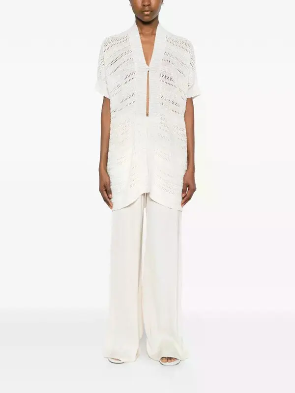 PANICALE Short Sleeve Open Knit Cardigan