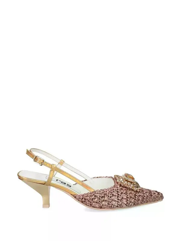 RAS Flower Embellishment Slingback Pumps - Pink