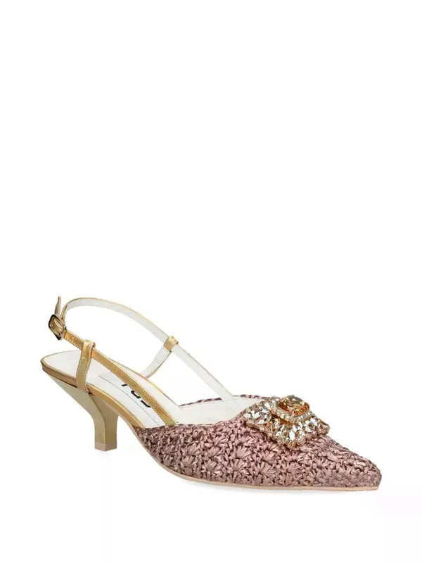 RAS Flower Embellishment Slingback Pumps - Pink