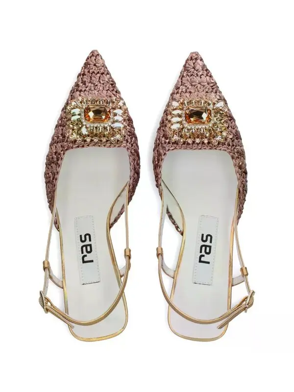 RAS Flower Embellishment Slingback Pumps - Pink