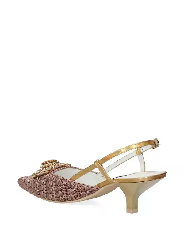 RAS Flower Embellishment Slingback Pumps - Pink