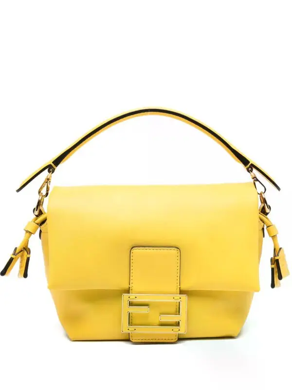 Fendi Logo Plaque Tote Bag - Yellow