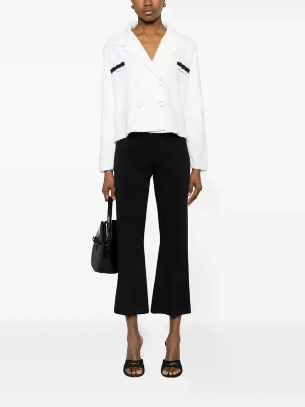 NEERA Elastic Waistband Cropped Trousers - Black