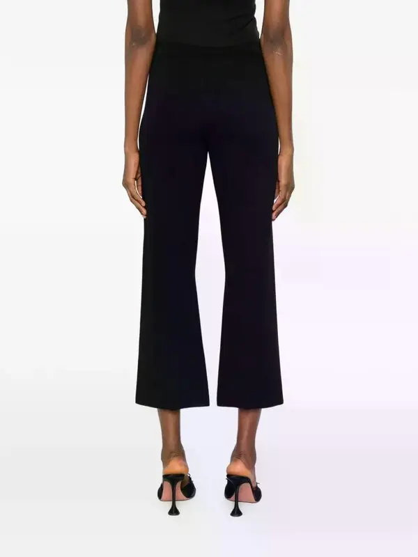 NEERA Elastic Waistband Cropped Trousers - Black