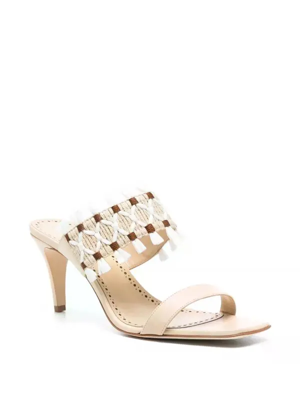 Manolo Blahnik Raffia Efeso Sandals - Neutrals