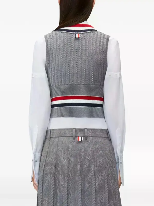 Thom Browne Cricket Stripe Vest - Grey