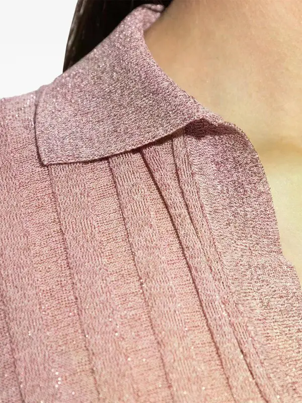AKEP Ribbed-knit Polo Top