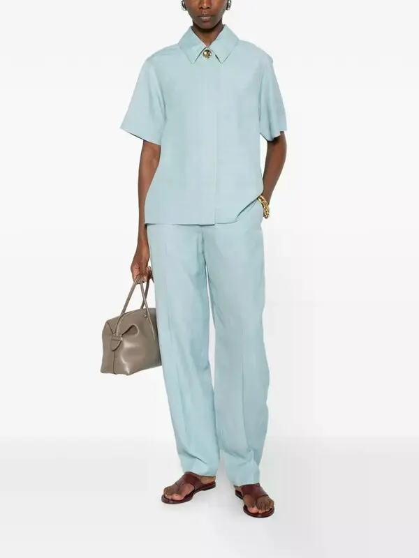 JOSEPH Button-detail Short-sleeve Shirt - Blue