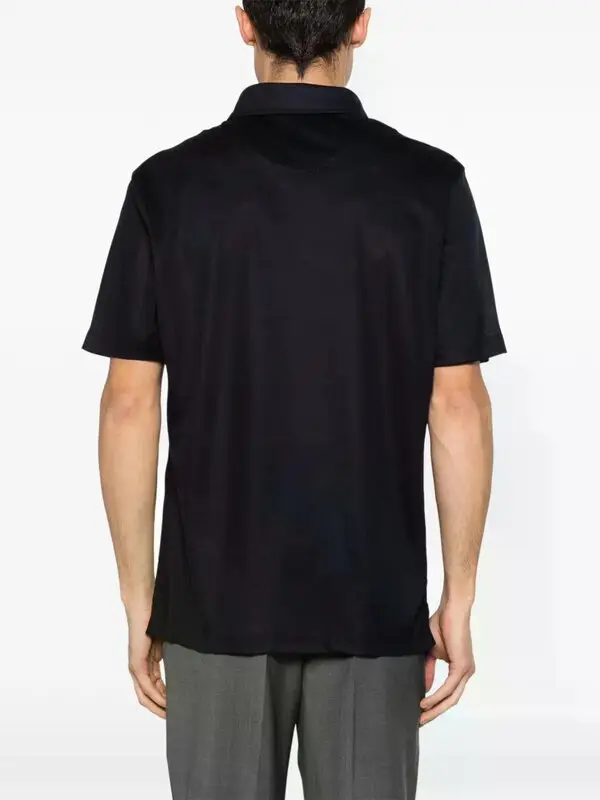 Brioni Graphic Print Polo Shirt - Blue