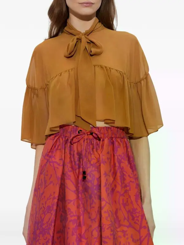 Max Mara Cape Shirt With Tiered Ruffles And Tie Detail