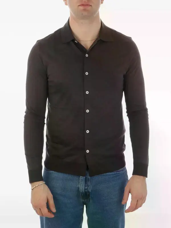 Altea Fine-knit Polo Shirt - Brown