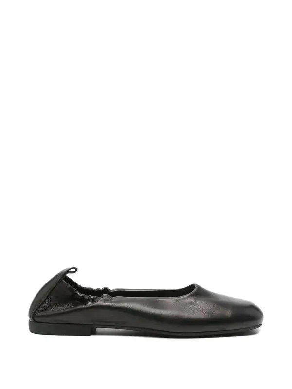 SUMMERY COPENHAGEN Gathered-ankle Ballet Flats - Black
